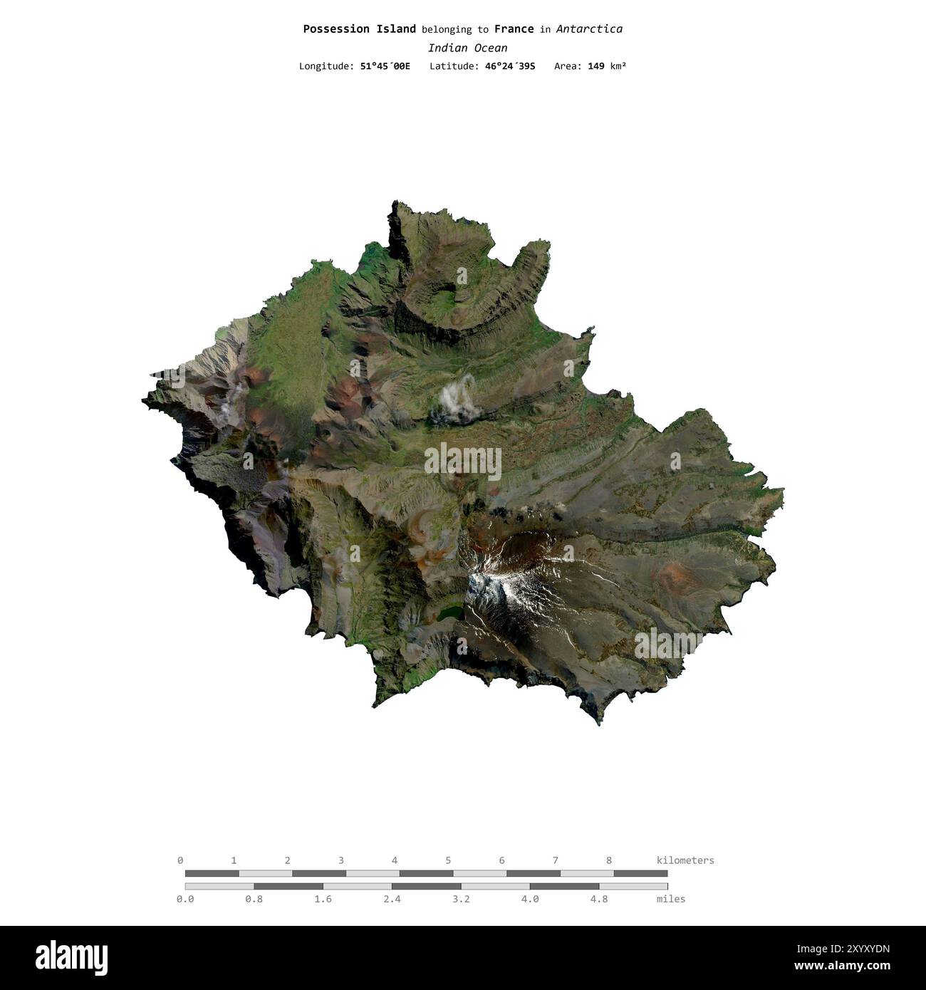Possession Island in the Indian Ocean, belonging to France, isolated on ...