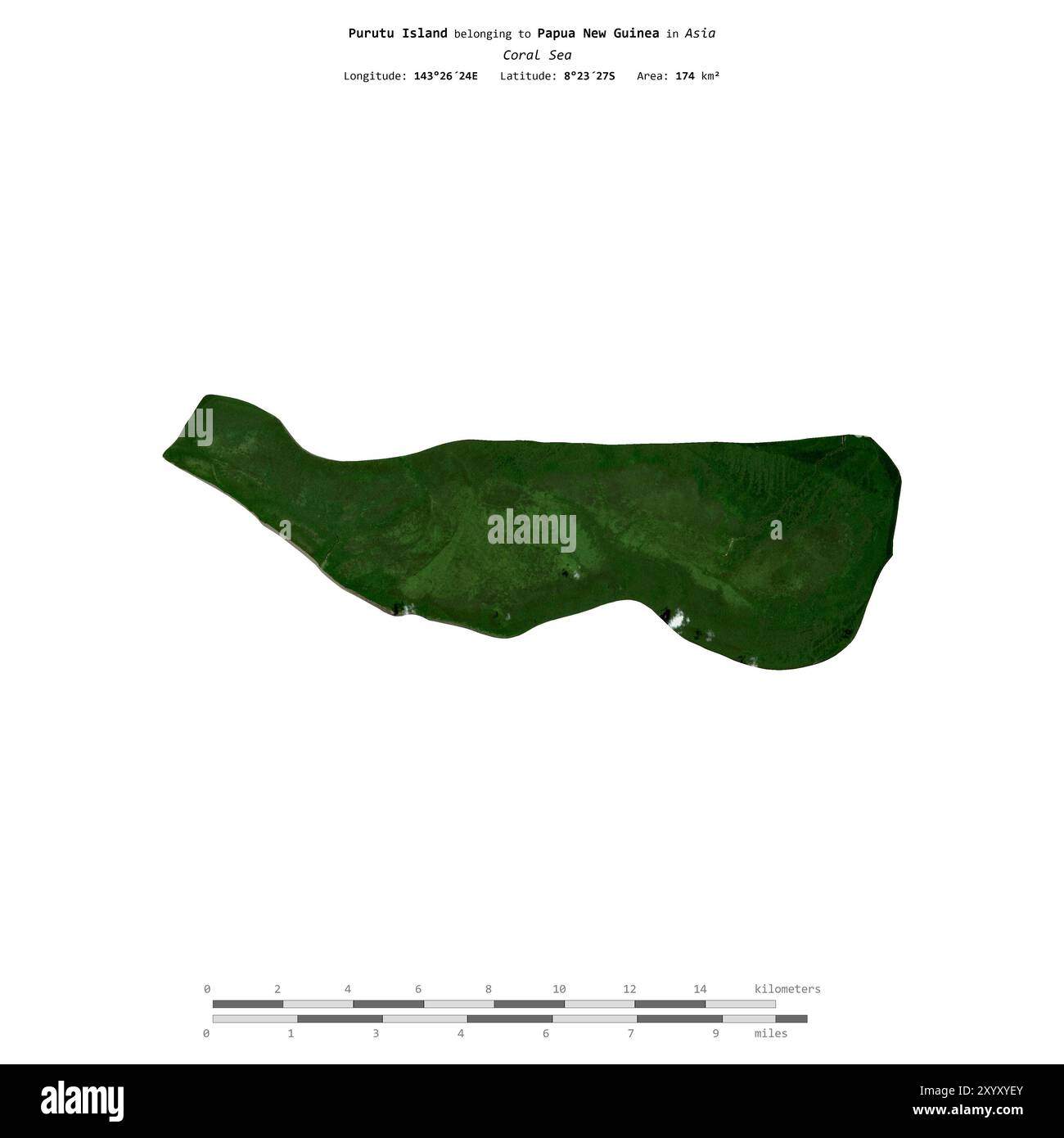 Purutu Island in the Coral Sea, belonging to Papua New Guinea, isolated ...