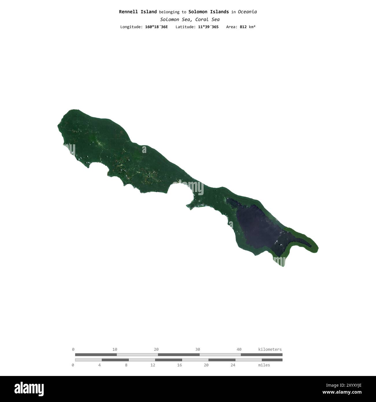 Rennell Island in the Coral Sea, belonging to Solomon Islands, isolated ...