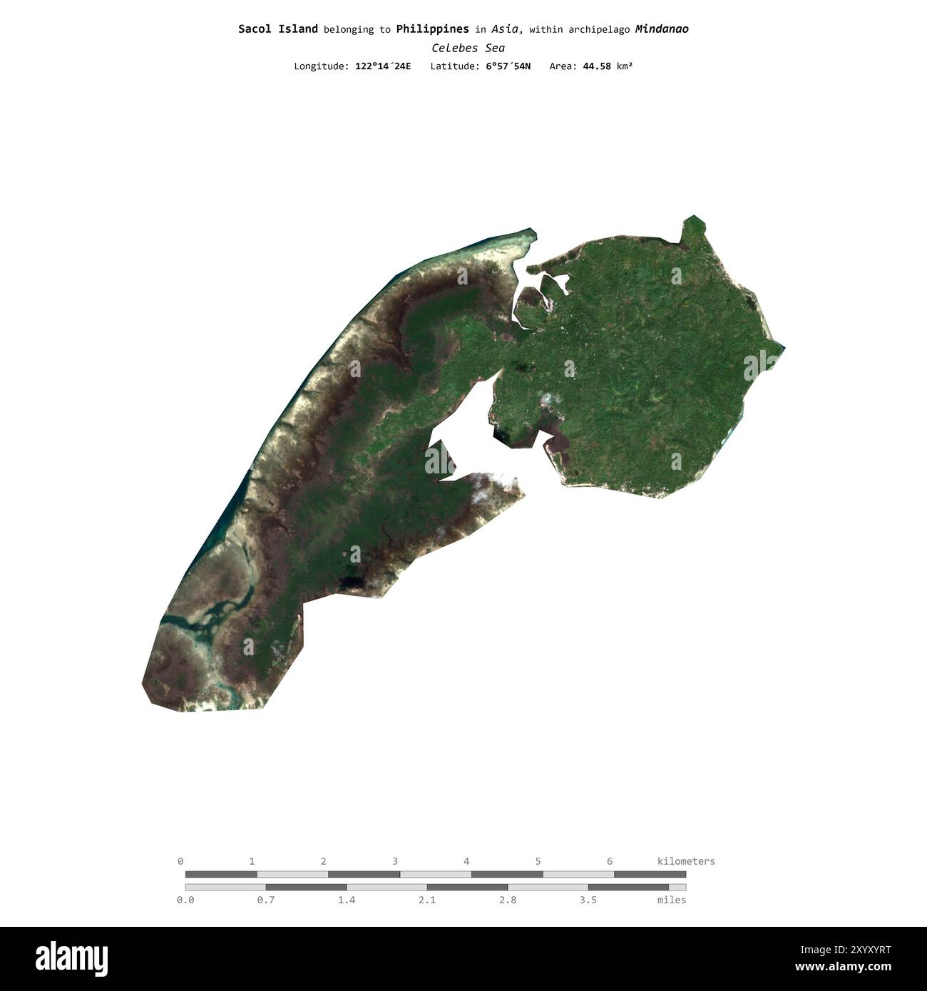Sacol Island in the Celebes Sea, belonging to Philippines, isolated on ...