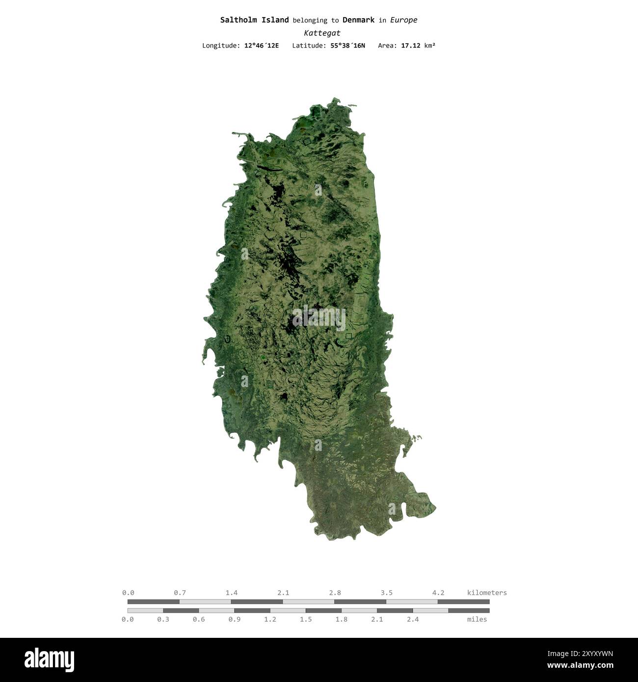Saltholm Island in the Kattegat, belonging to Denmark, isolated on a ...