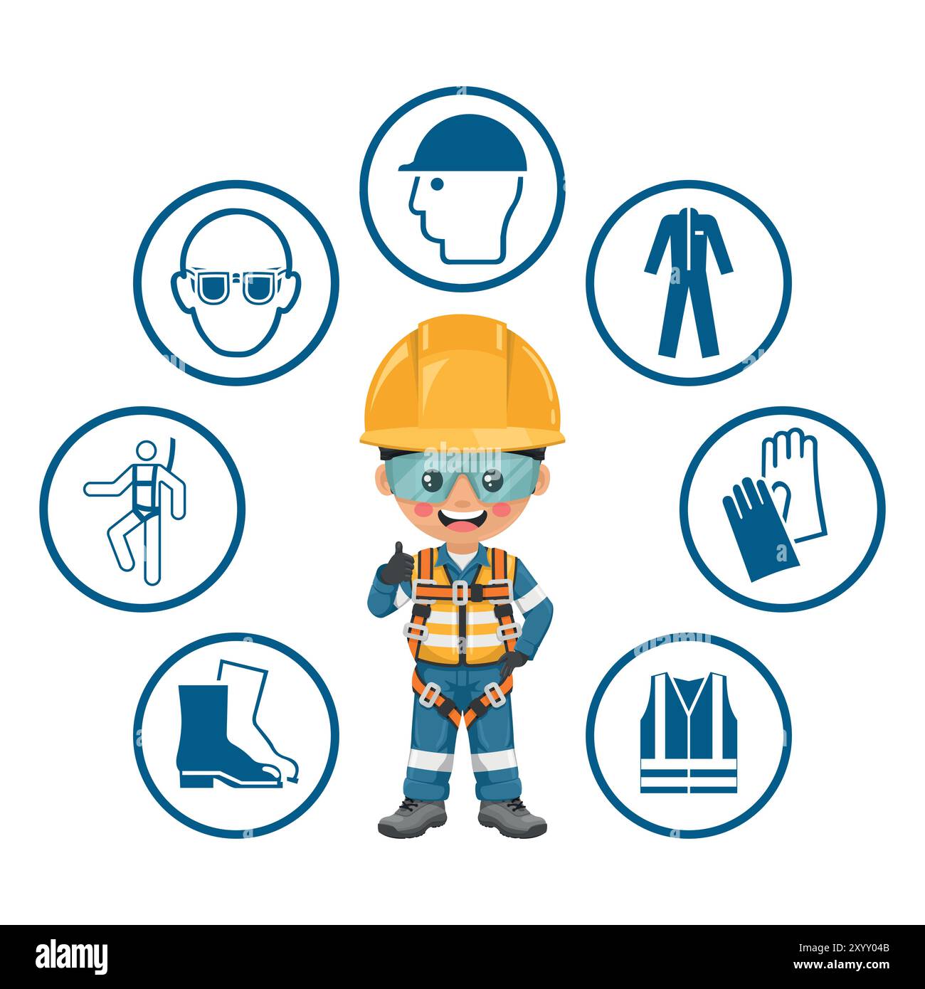 Industrial Safety Engineer with safety harness and personal protective ...