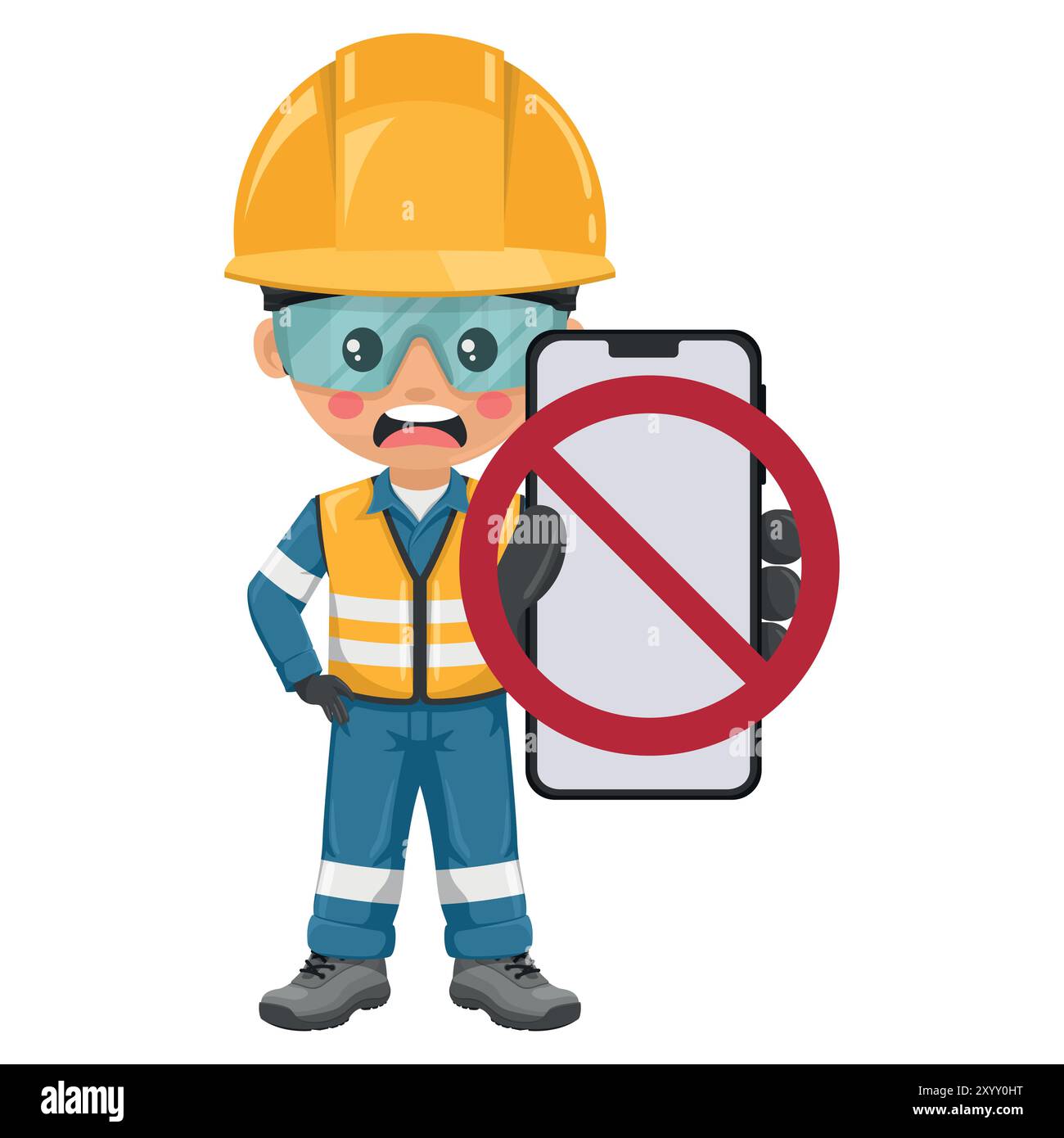Industrial safety engineer with prohibition sign no activated mobile ...