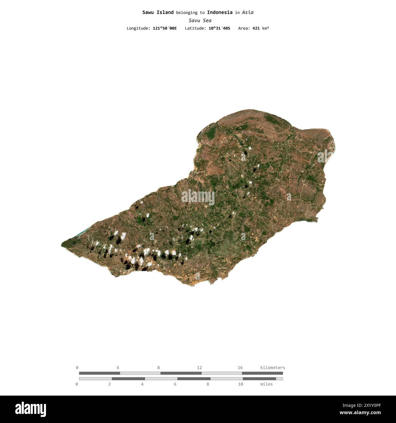 Sawu Island in the Savu Sea, belonging to Indonesia, isolated on a ...