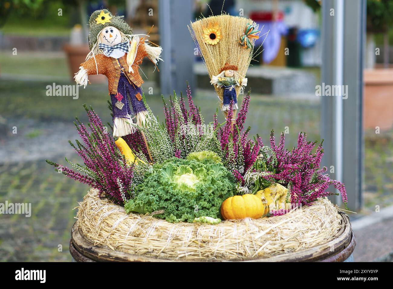 Autumnal decoration with the fruits and vegetables of the region ...