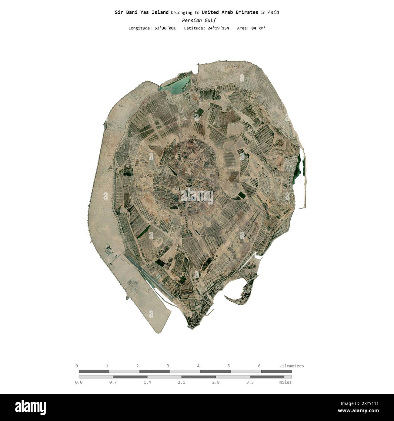 Sir Bani Yas Island in the Persian Gulf, belonging to United Arab ...