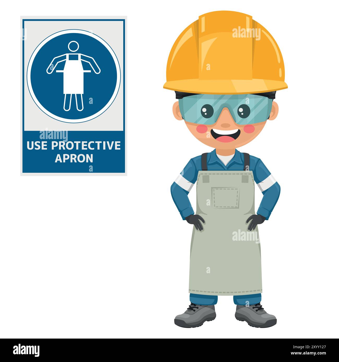 Industrial safety engineer wearing an apron to protect his body. Use ...