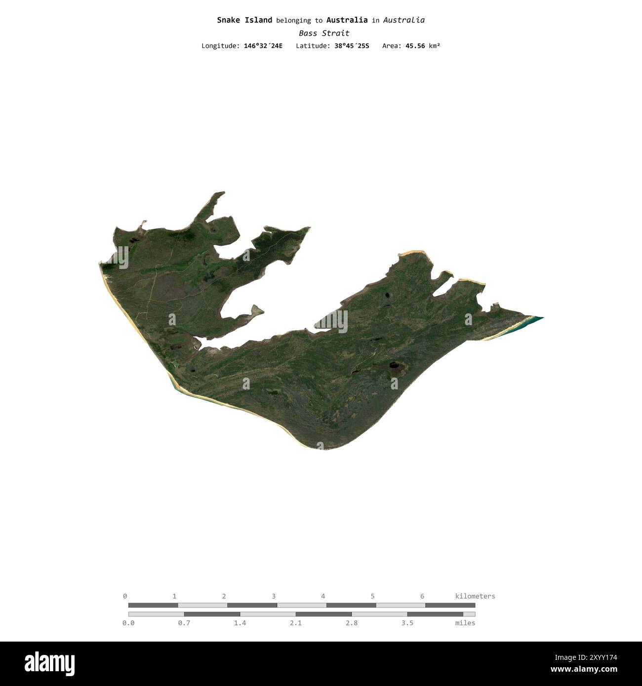 Snake Island in the Bass Strait, belonging to Australia, isolated on a ...