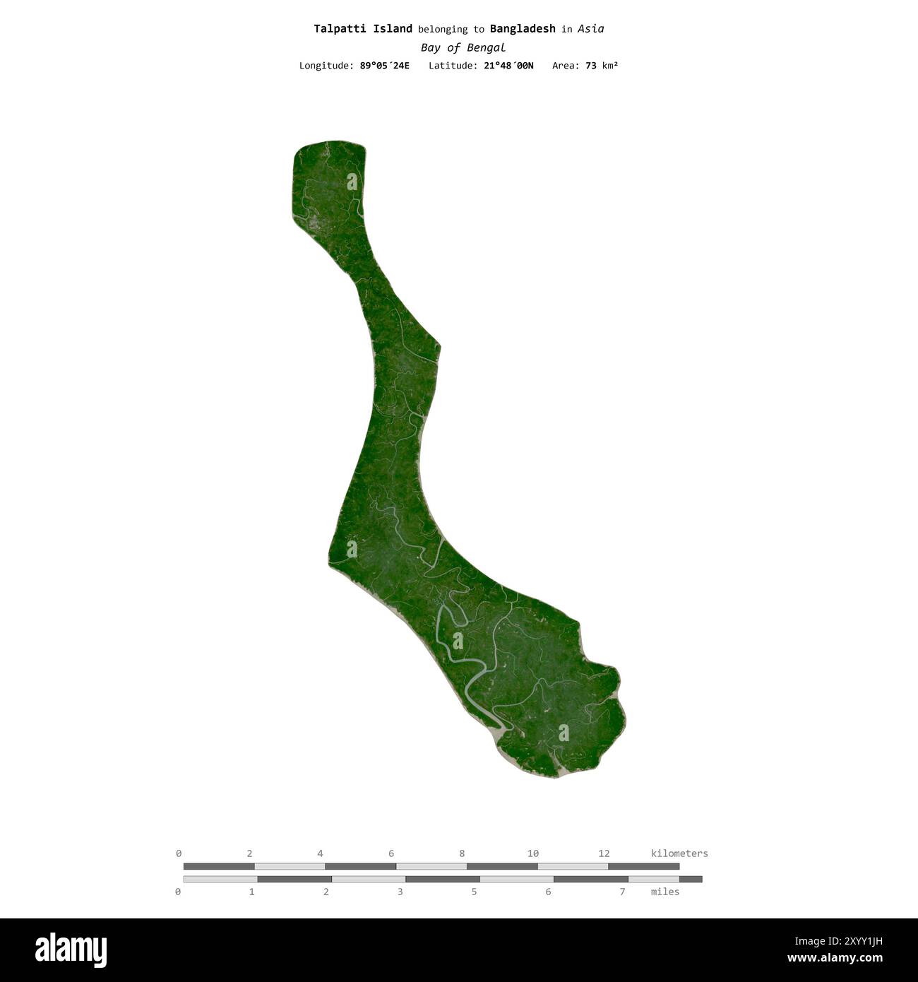 Talpatti Island in the Bay of Bengal, belonging to Bangladesh, isolated ...