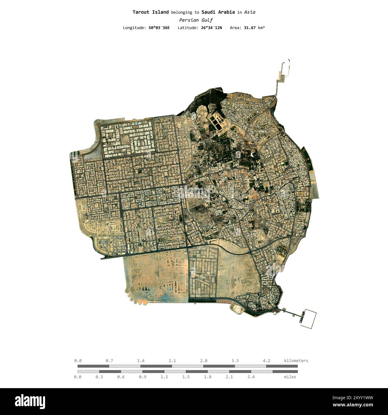 Tarout Island in the Persian Gulf, belonging to Saudi Arabia, isolated ...