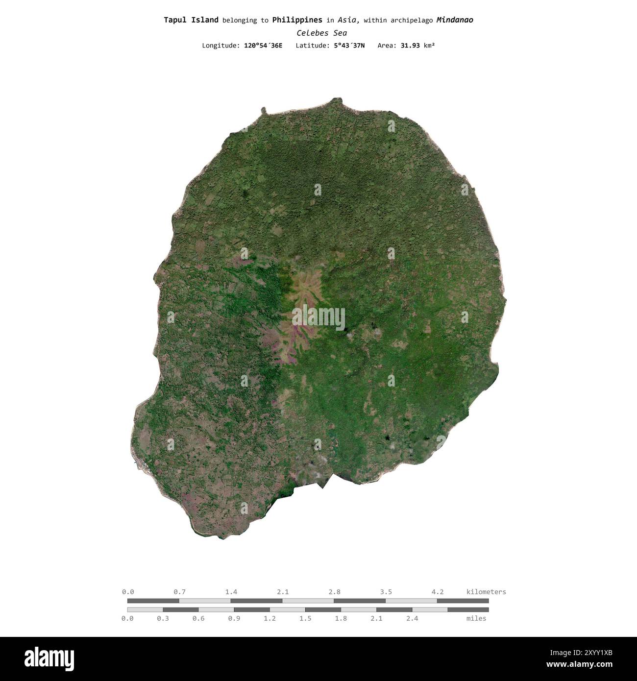 Tapul Island in the Celebes Sea, belonging to Philippines, isolated on ...