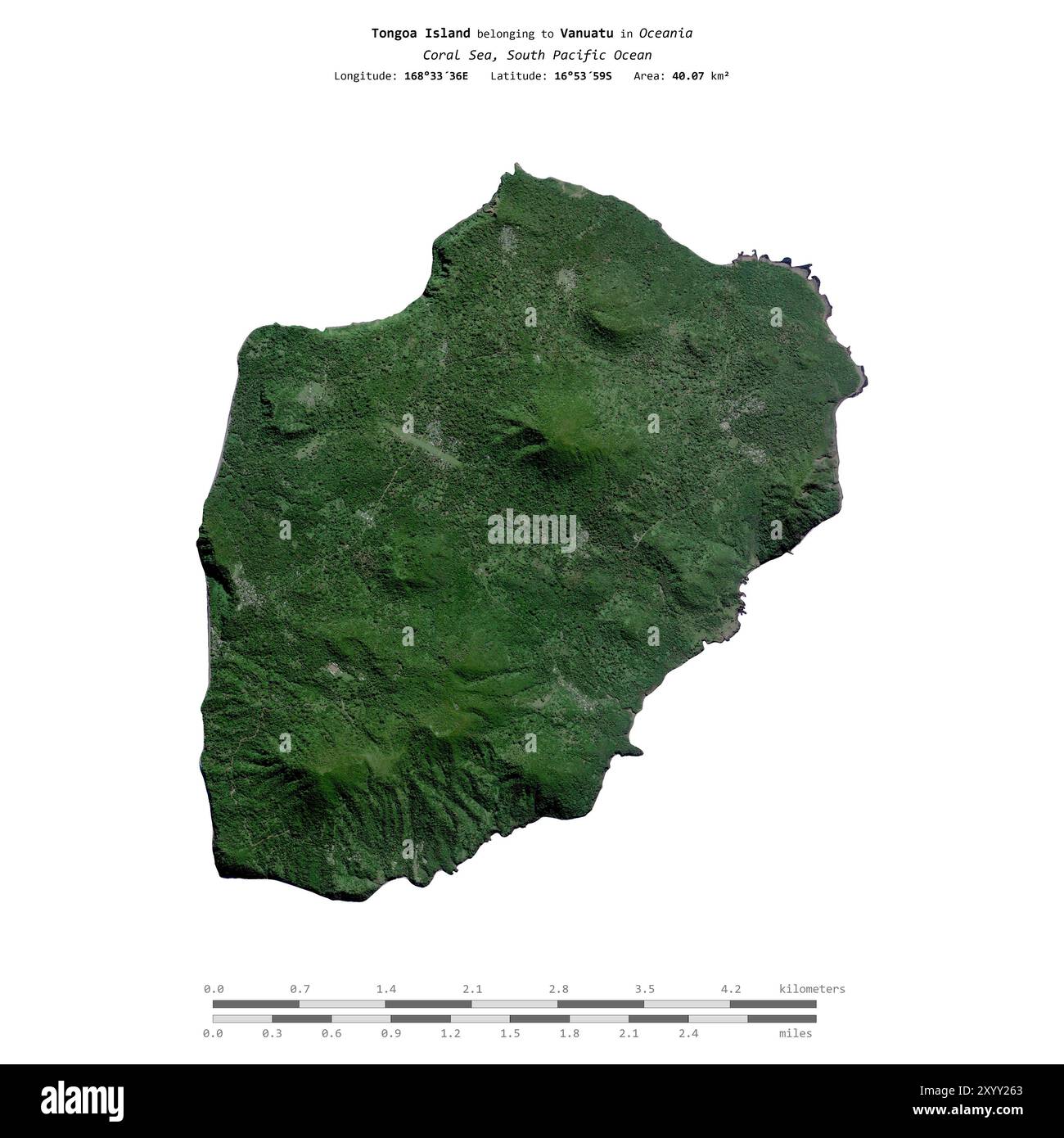 Tongoa Island in the Coral Sea, belonging to Vanuatu, isolated on a ...