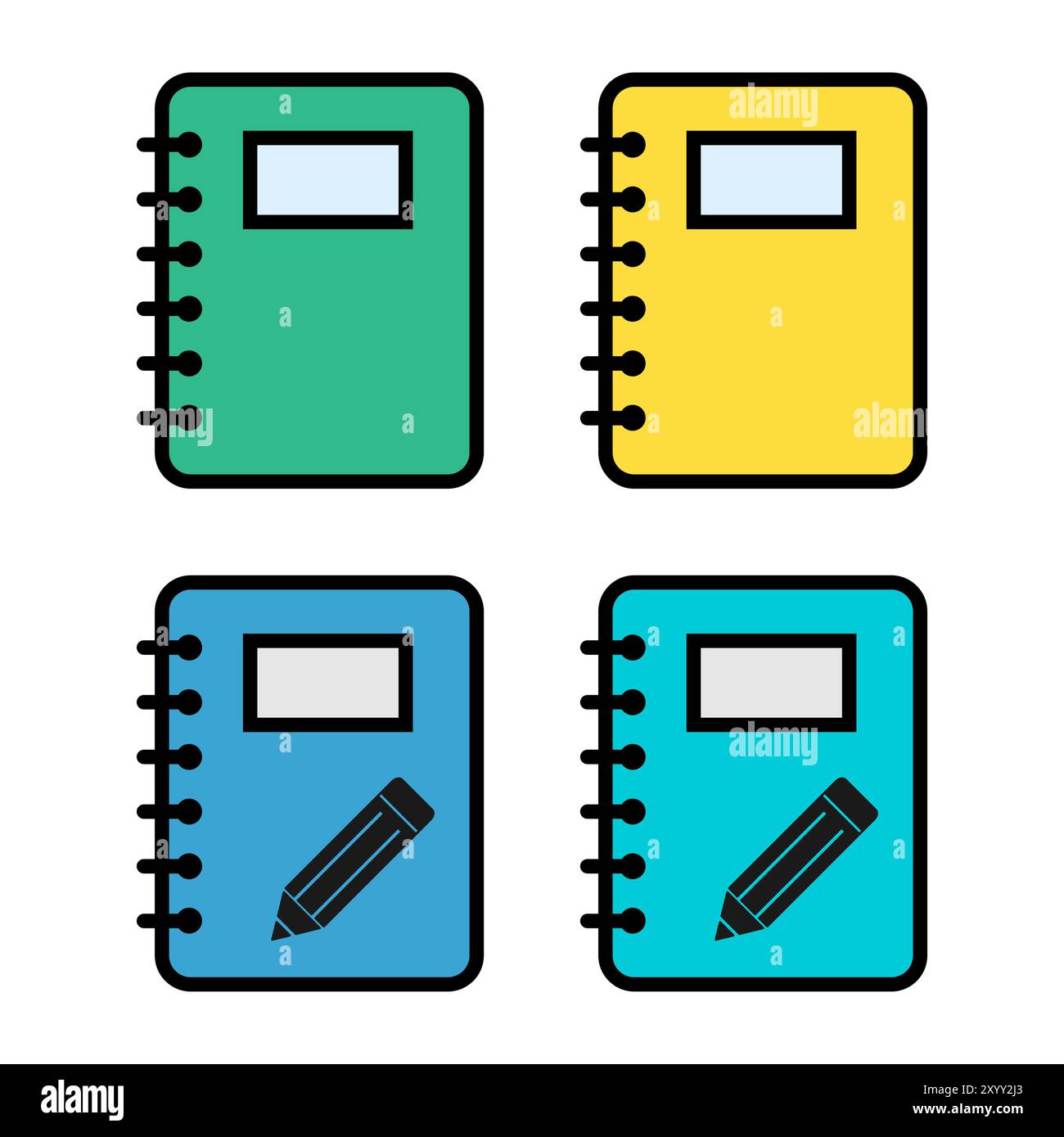 Set of Spiral notebook icon, paper blank page symbol, note web vector ...