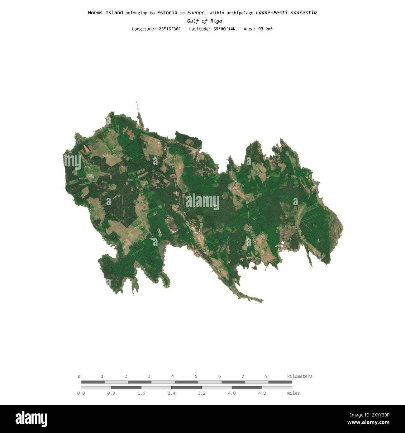 Worms Island in the Gulf of Riga, belonging to Estonia, isolated on a ...