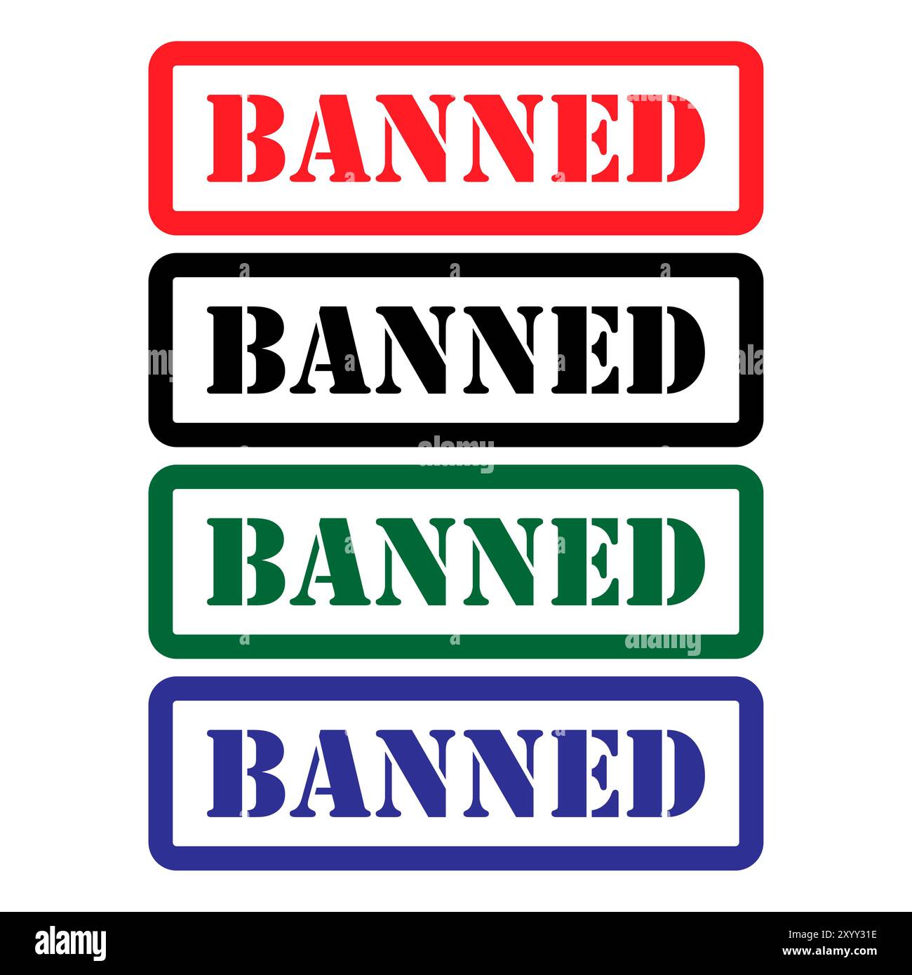 Set of Banned stamp symbol, label sticker sign button, text banner ...