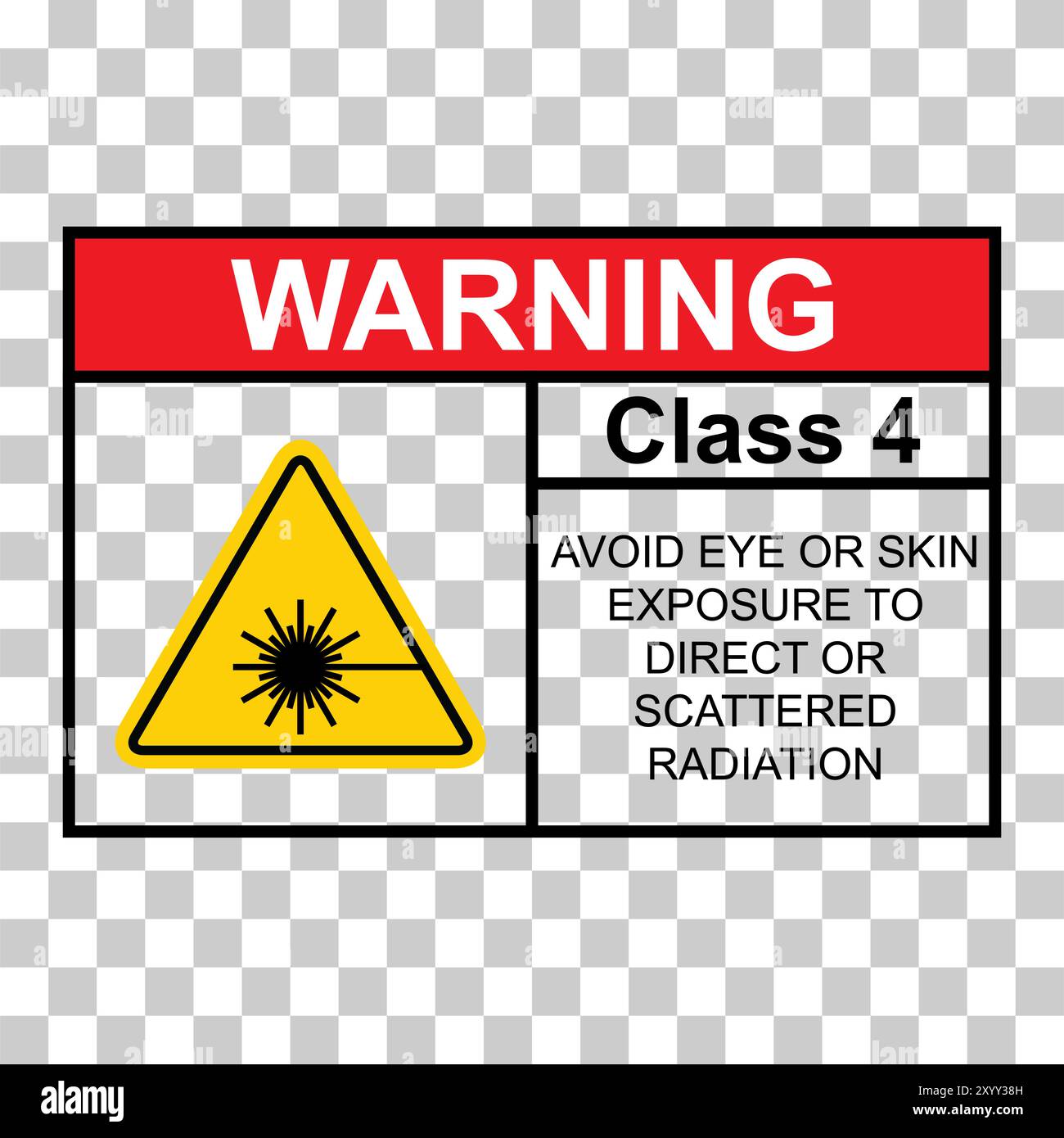Laser radiation danger class 4 label icon, safety information symbol ...