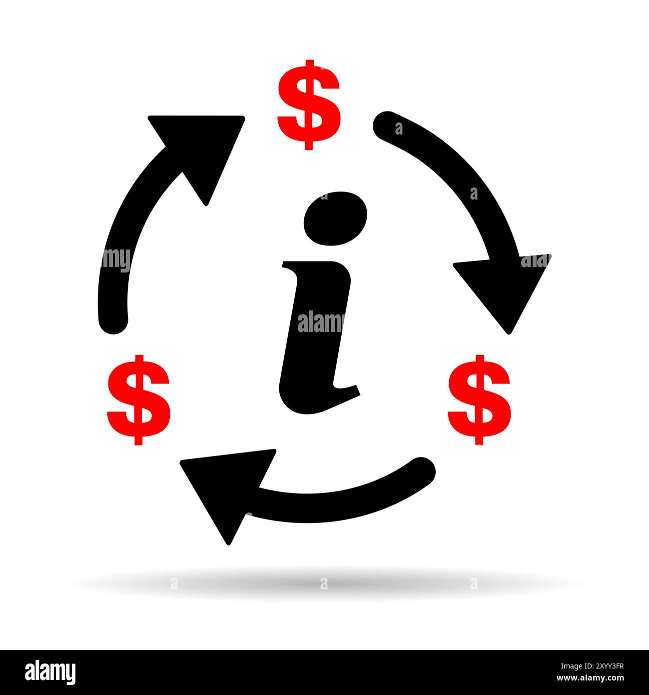 Dollar money change shadow icon, trade cash information web symbol ...