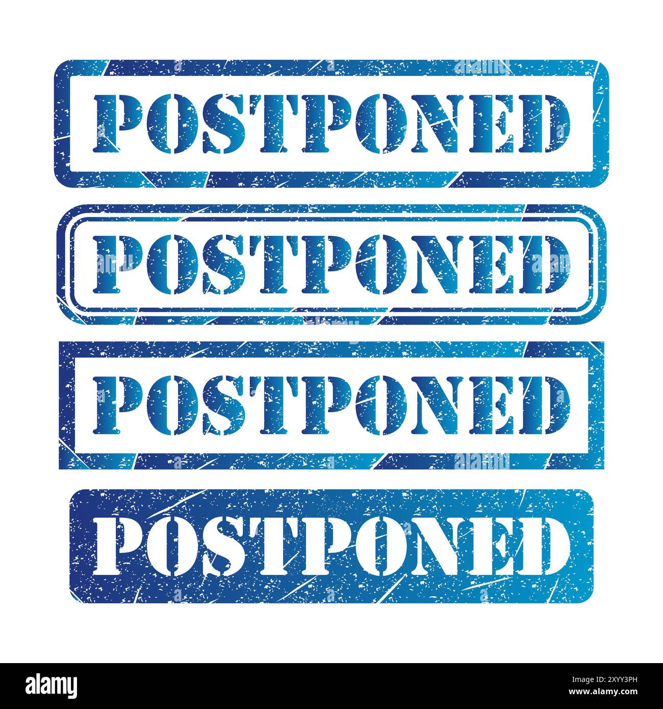 Set of Postponed stamp symbol, label sticker sign button, text banner ...
