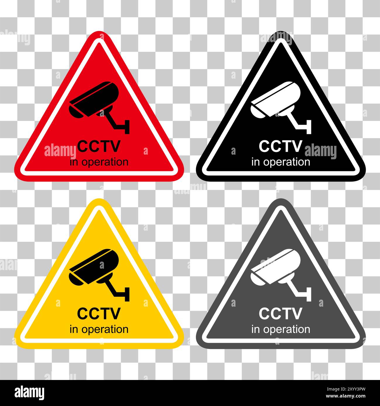 Set of closed circuit television camera icon, CCTV video protection ...