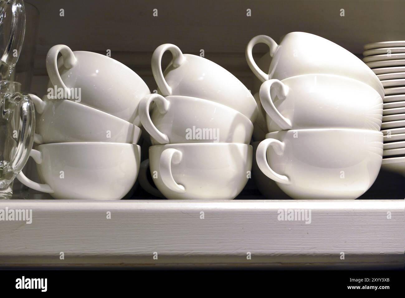Wooden shelf with mugs hi-res stock photography and images - Alamy
