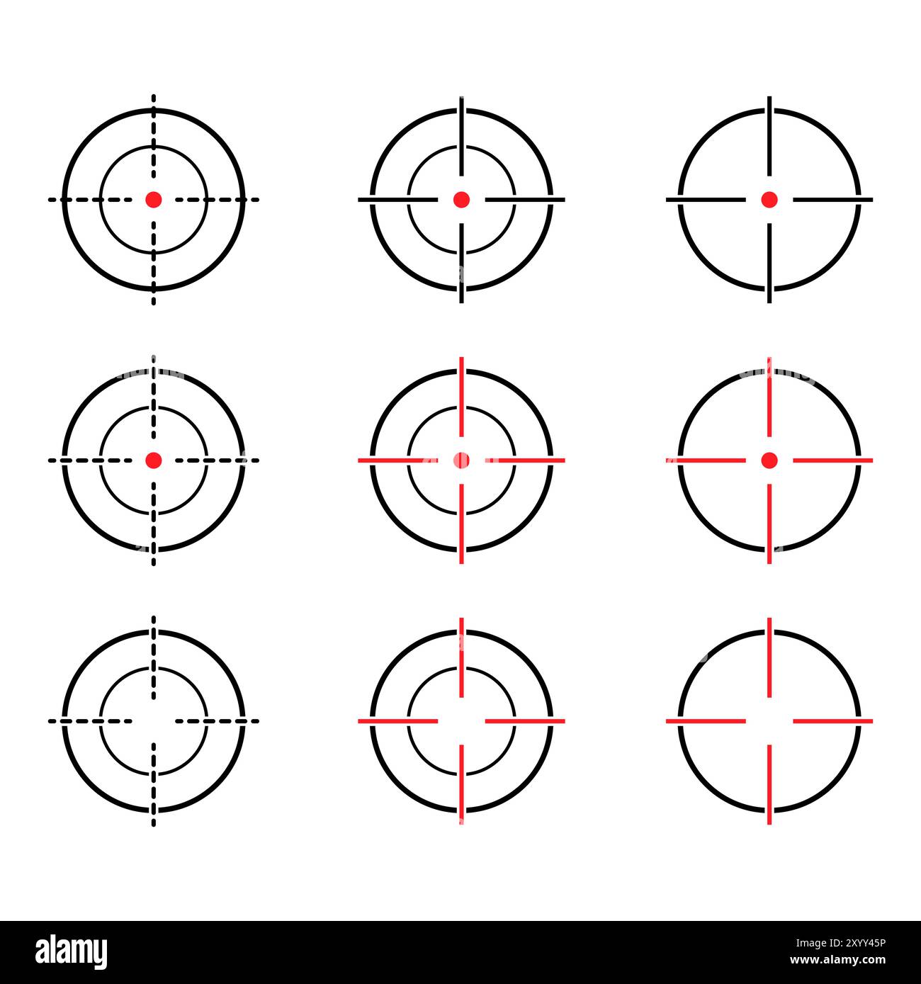 Set of Crosshair army target icon, hunting cross sign mark, graphic ...