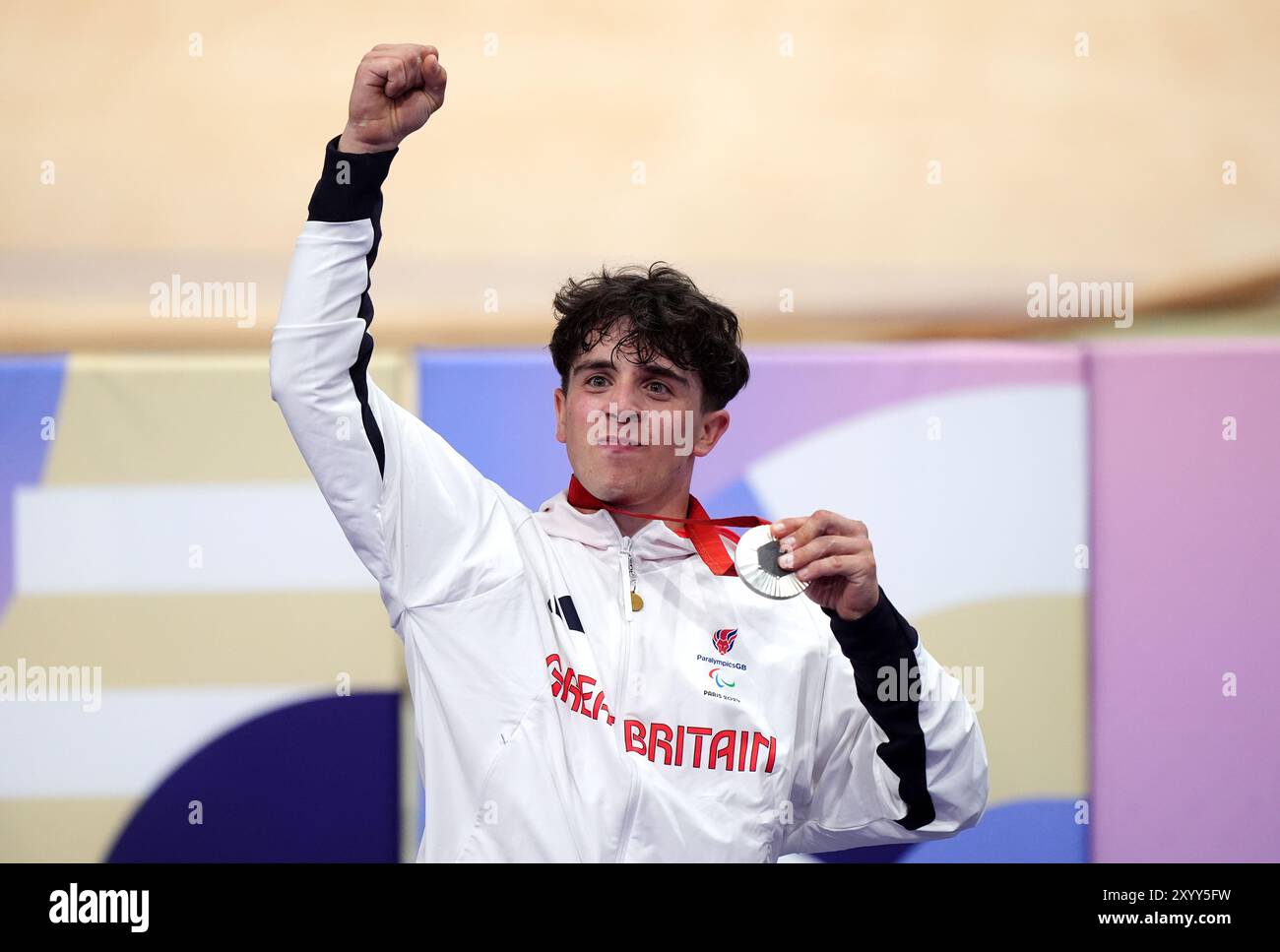 Great Britain's Archie Atkinson celebrates with the silver medal ...