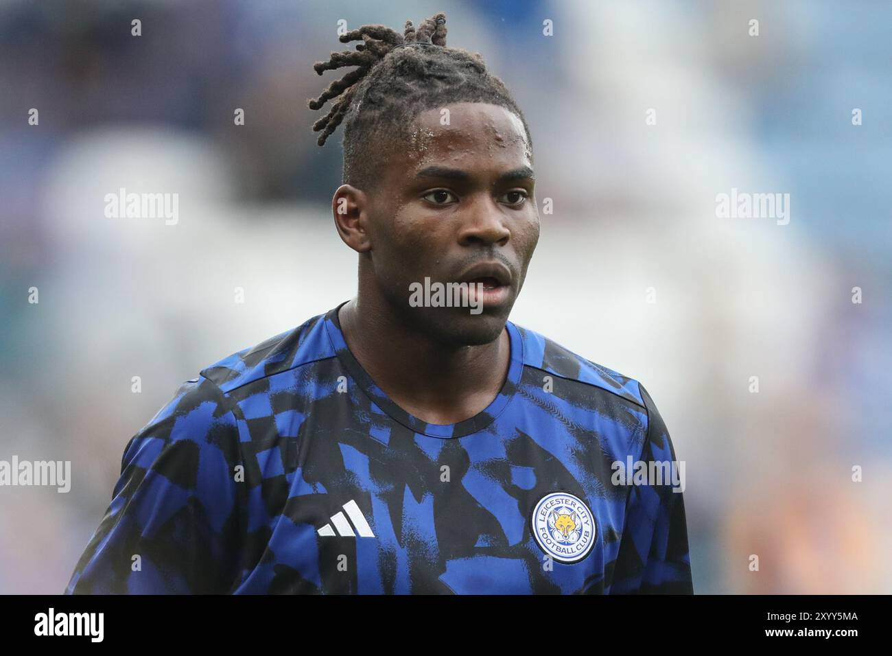 Caleb Okoli of Leicester City in the pregame warmup session during the ...