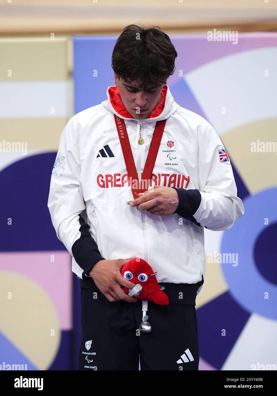 Great Britain's Archie Atkinson celebrates with the silver medal ...