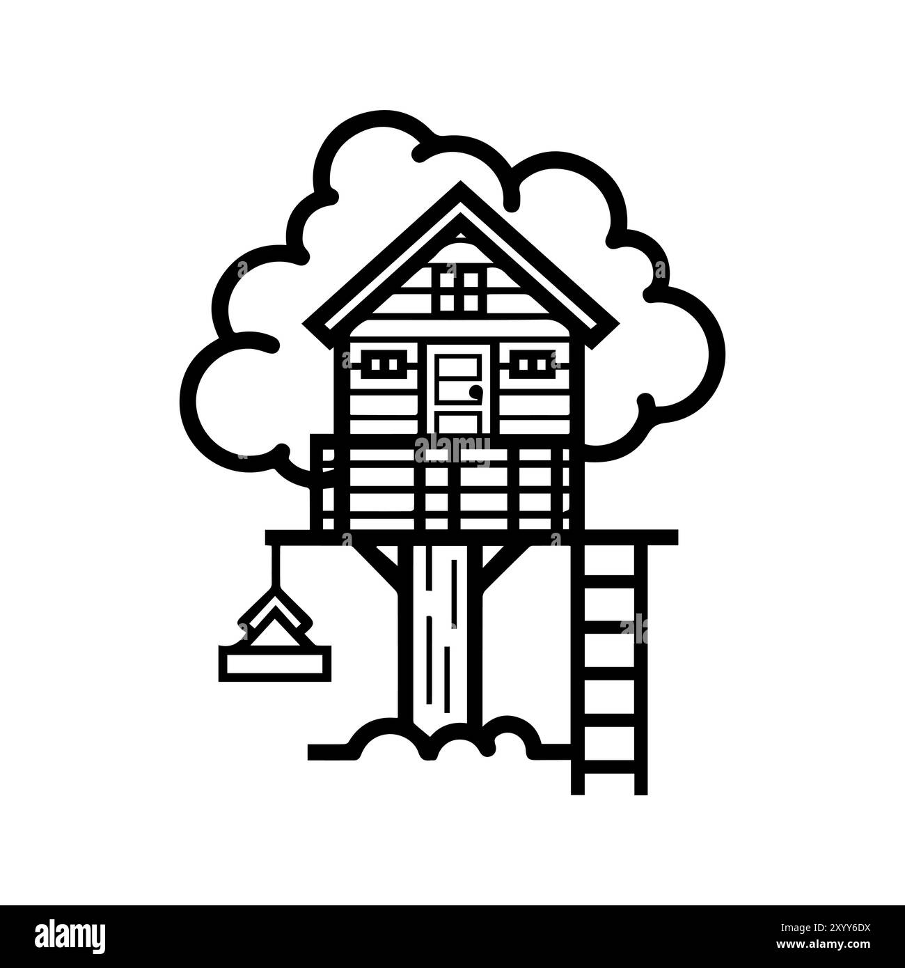 Tree House icon or modern line symbol. Vector line art and icon design ...