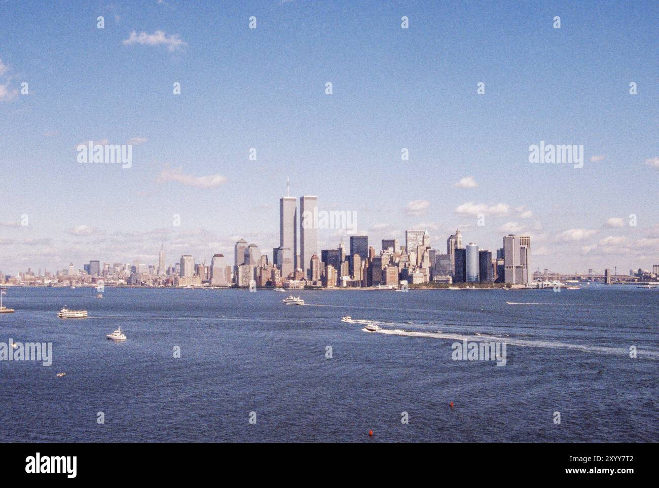 Manhattan with the World Trade Center, early 1990s, analogue photo, New ...