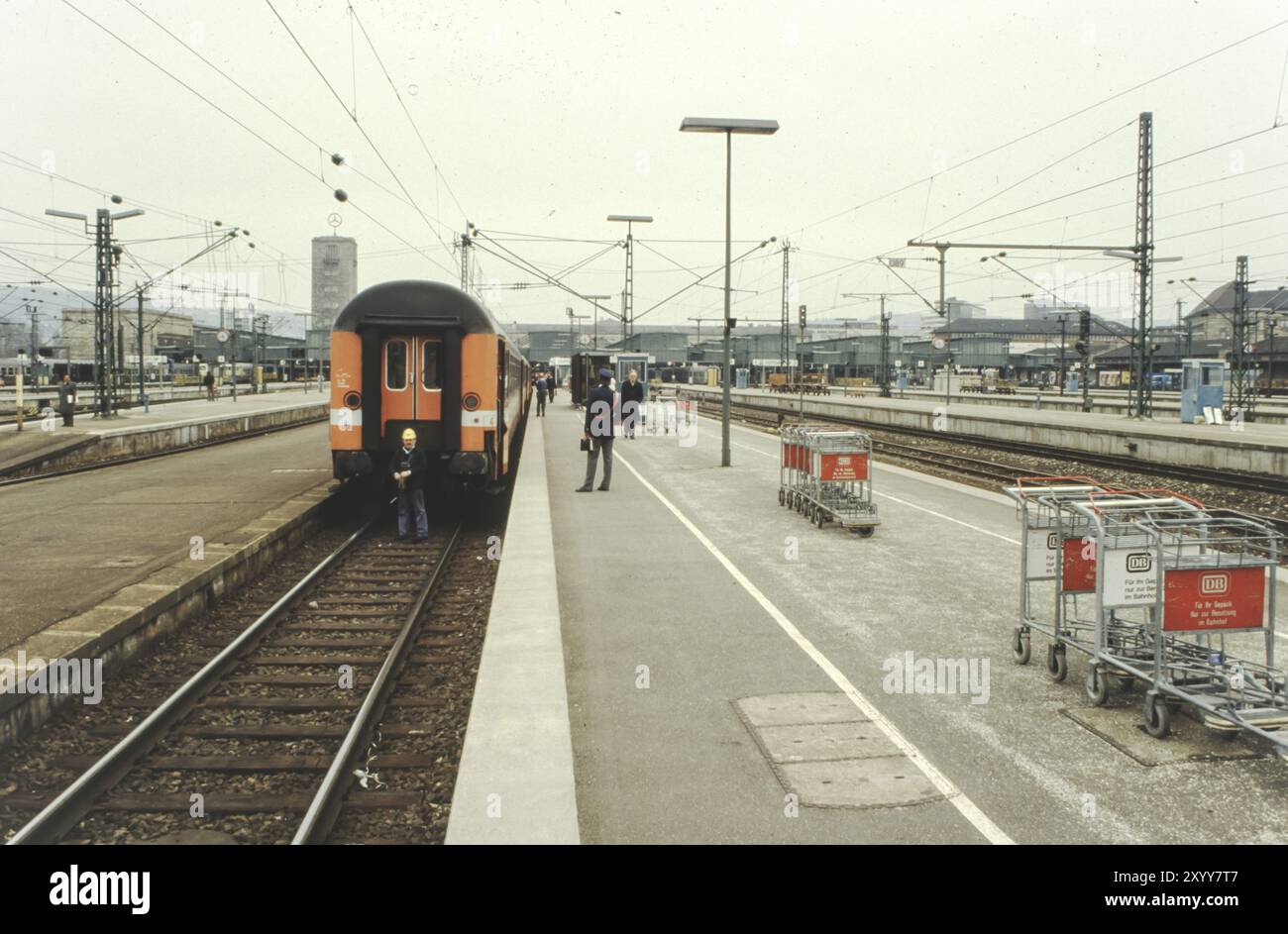 Train waiting to be coupled to a locomotive, Stuttgart main station ...