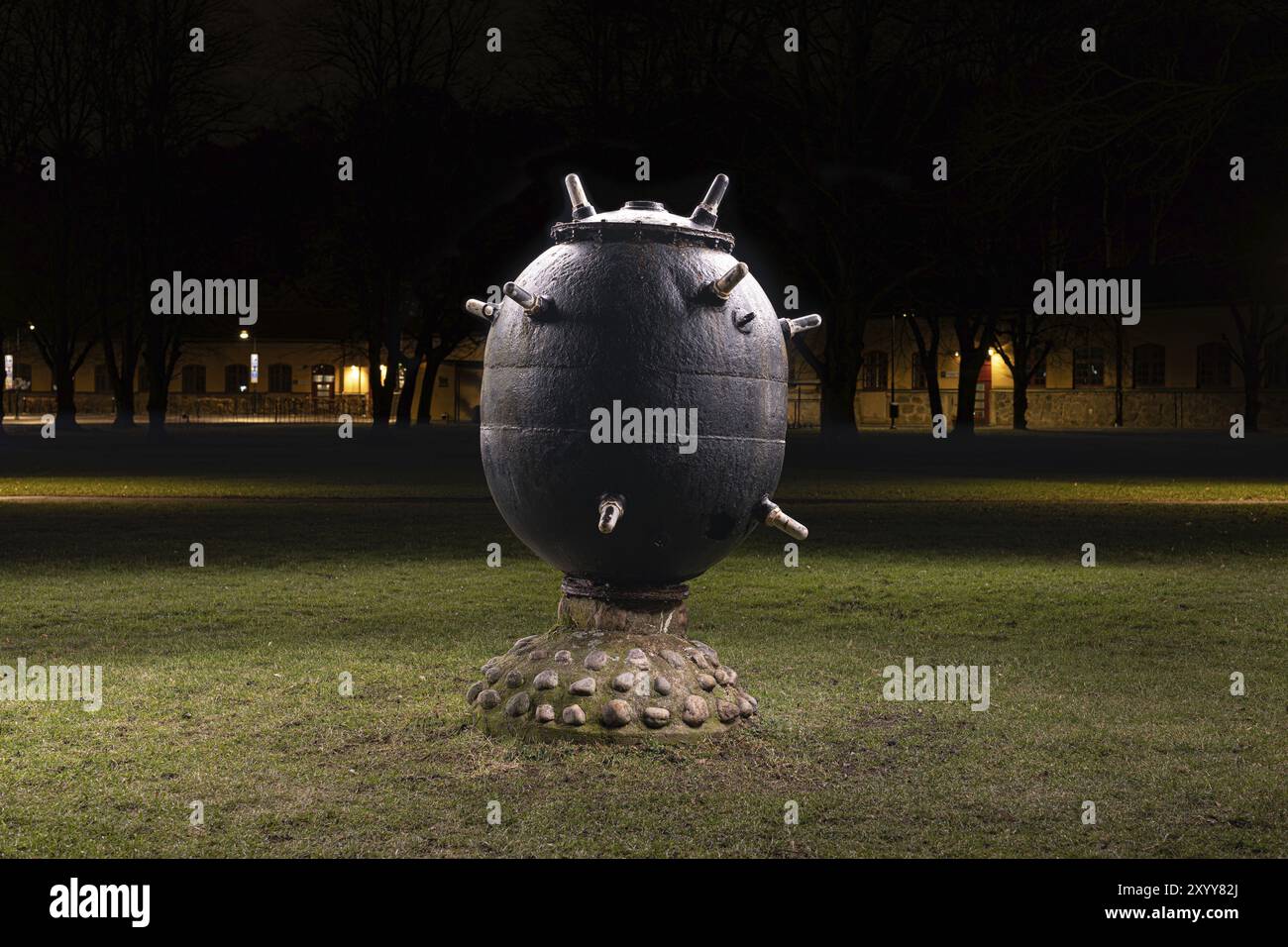 Old naval mine on display in a park Stock Photo - Alamy
