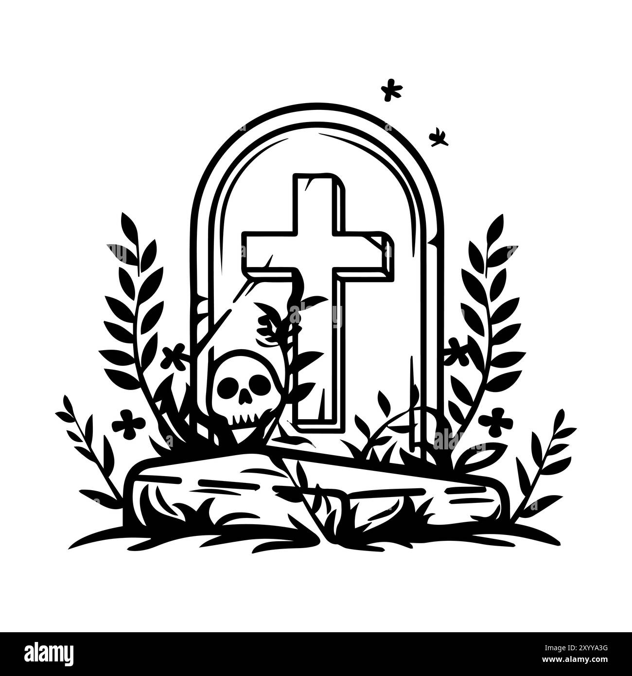 Grave icon or modern line symbol. Vector line art and icon design with ...