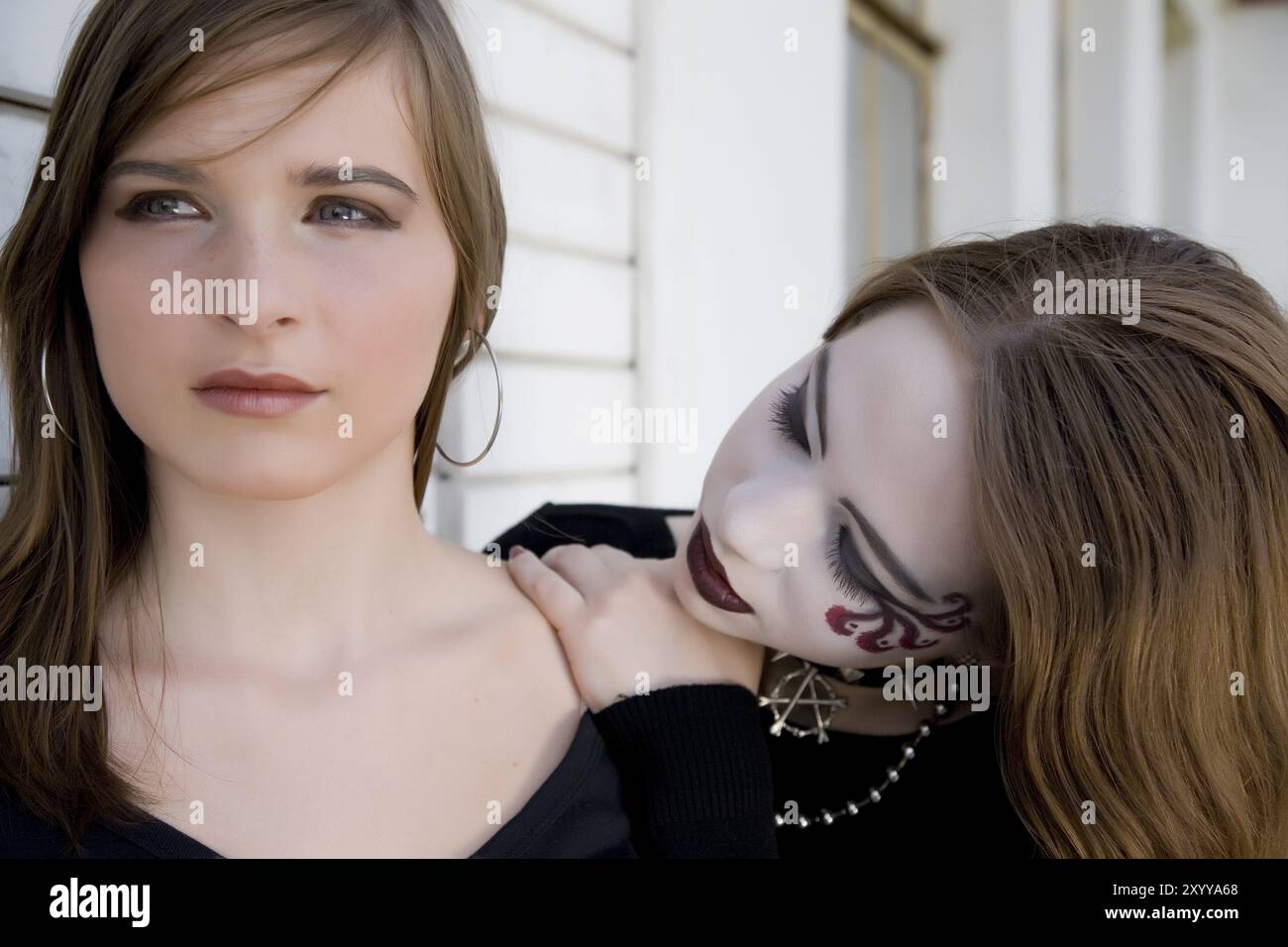 Goth And Pretty Girl Outdoors Stock Photo - Alamy