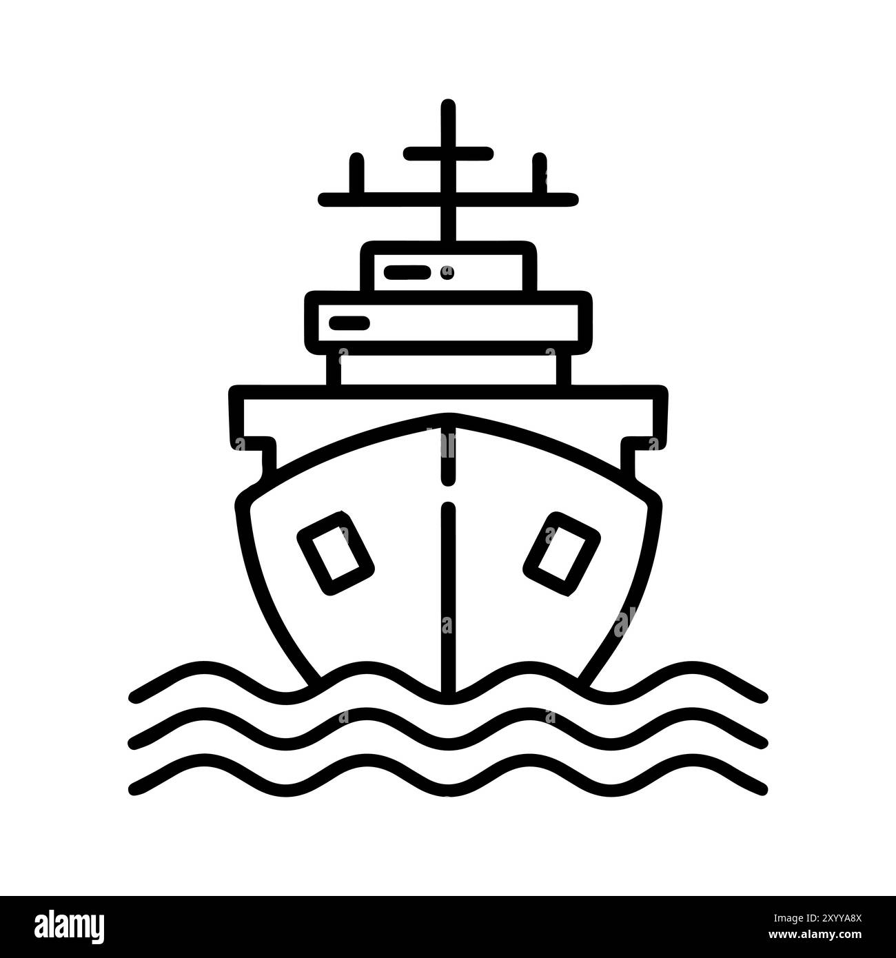 Ship Icon Or Modern Line Symbol Vector Line Art And Icon Design With Bold Outline Black And