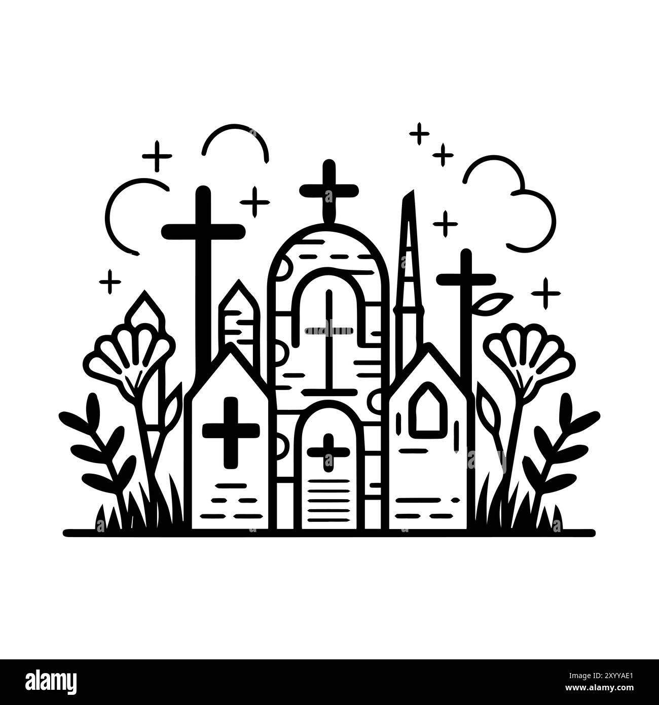cemetery icon or modern line symbol. Vector line art and icon design ...
