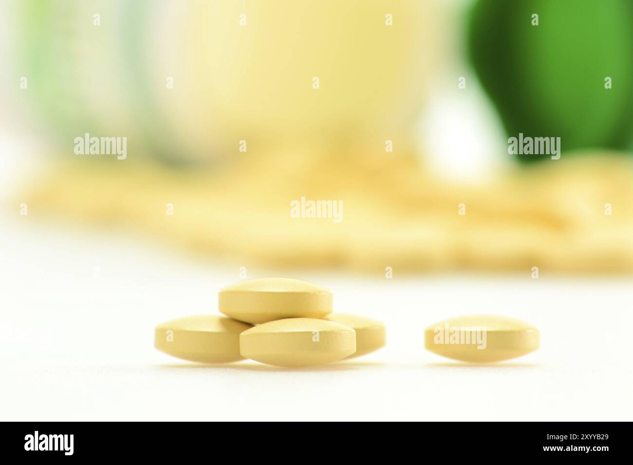 Composition with dietary supplement tablets Stock Photo - Alamy