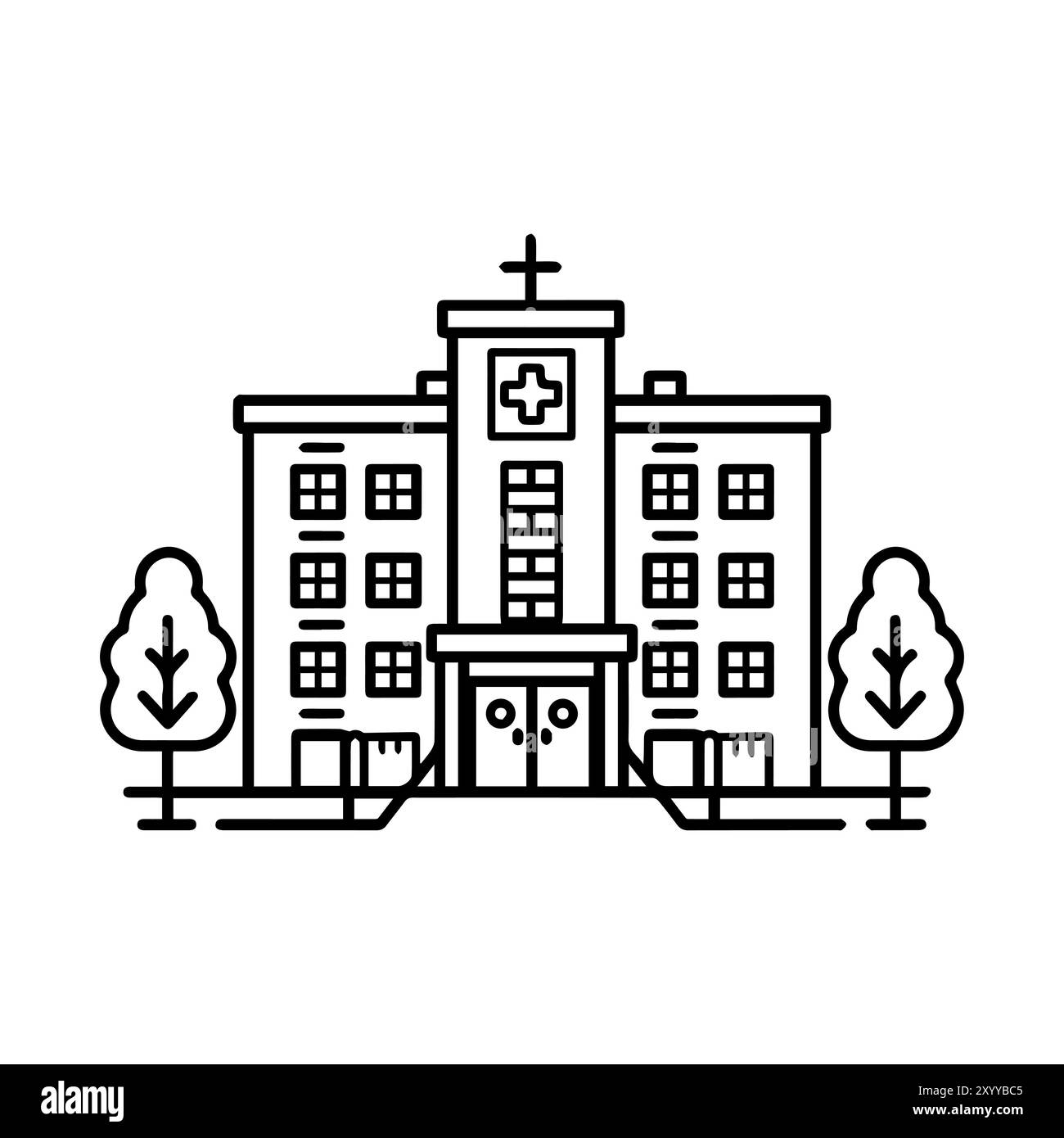 hospital icon or modern line symbol. Vector line art and icon design ...