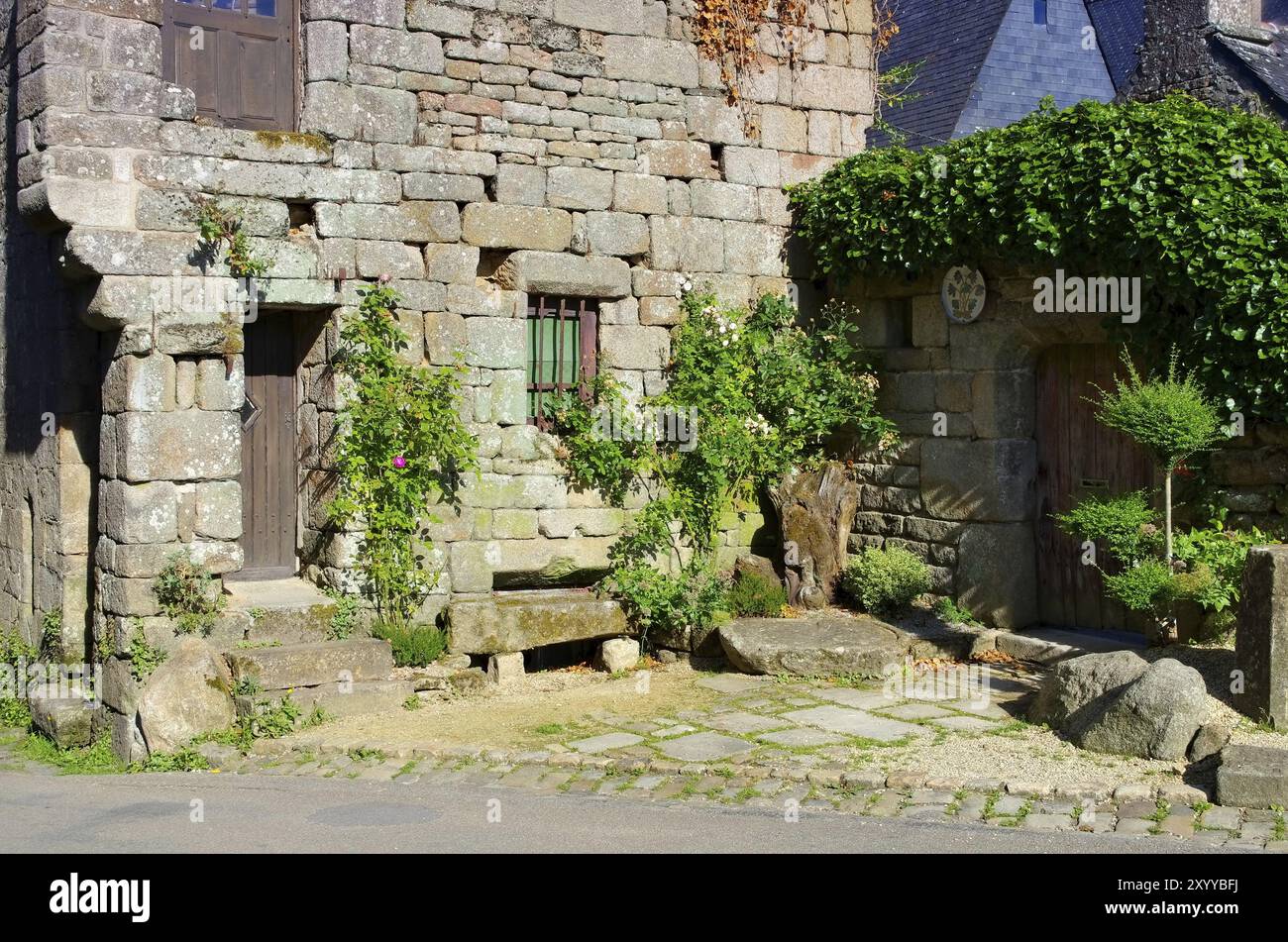 The medieval village of Locronan in Brittany, France, medieval village ...