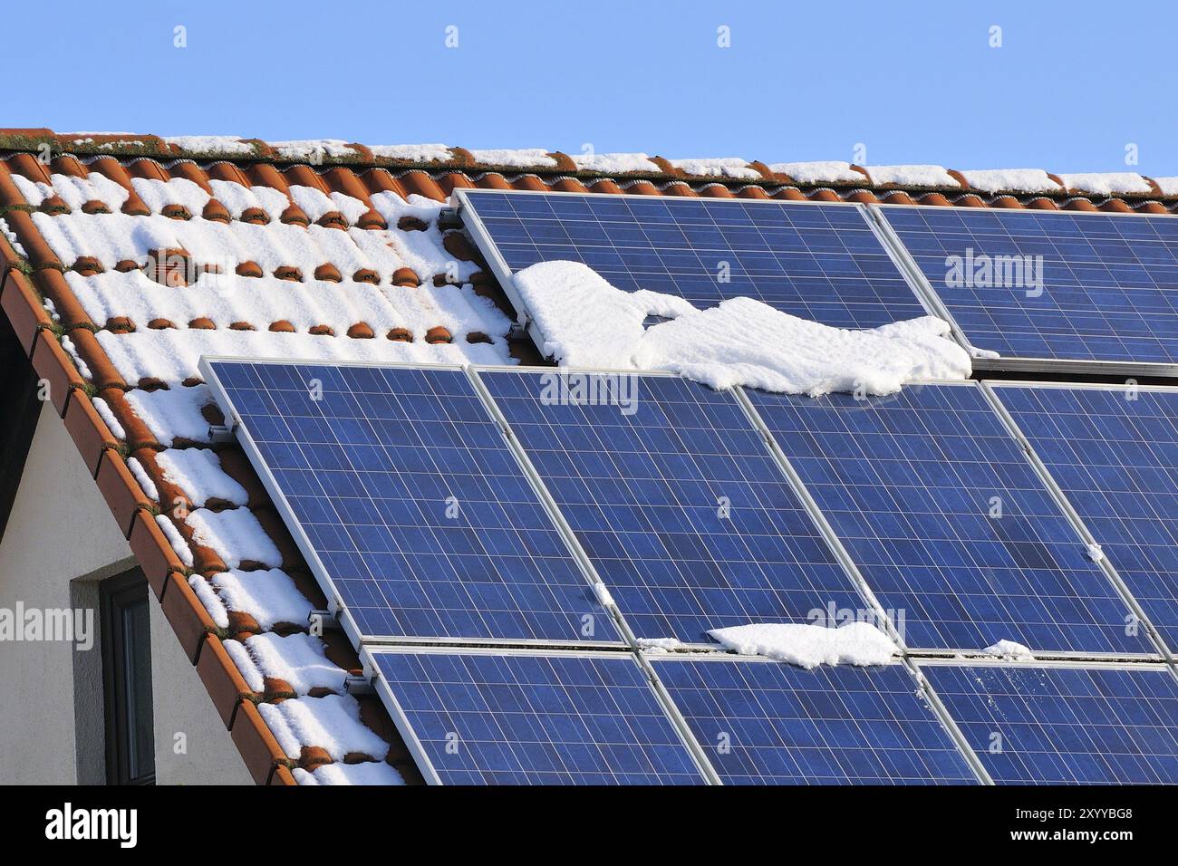 Solar modules with snow in winter, Solar modules in winter with snow ...