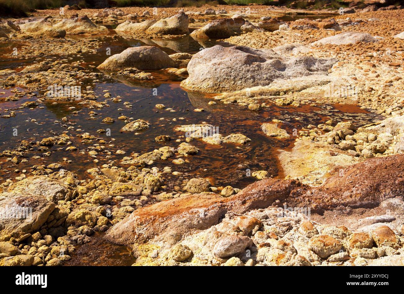 Acidic rio (river) Tinto in Niebla (Huelva), Spain, Europe Stock Photo ...