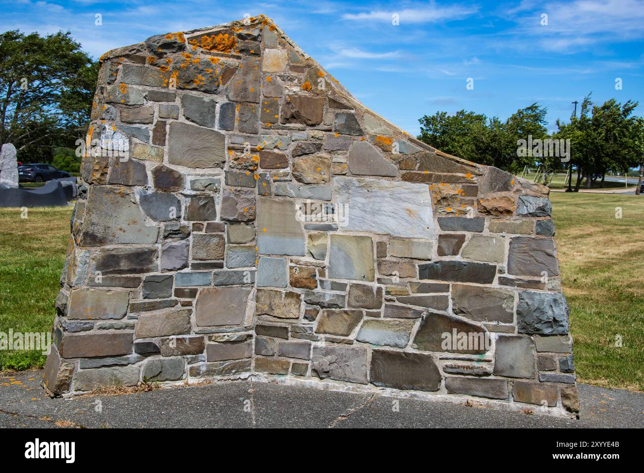 Decorative stone wall at the Provincial Confederation Building on ...