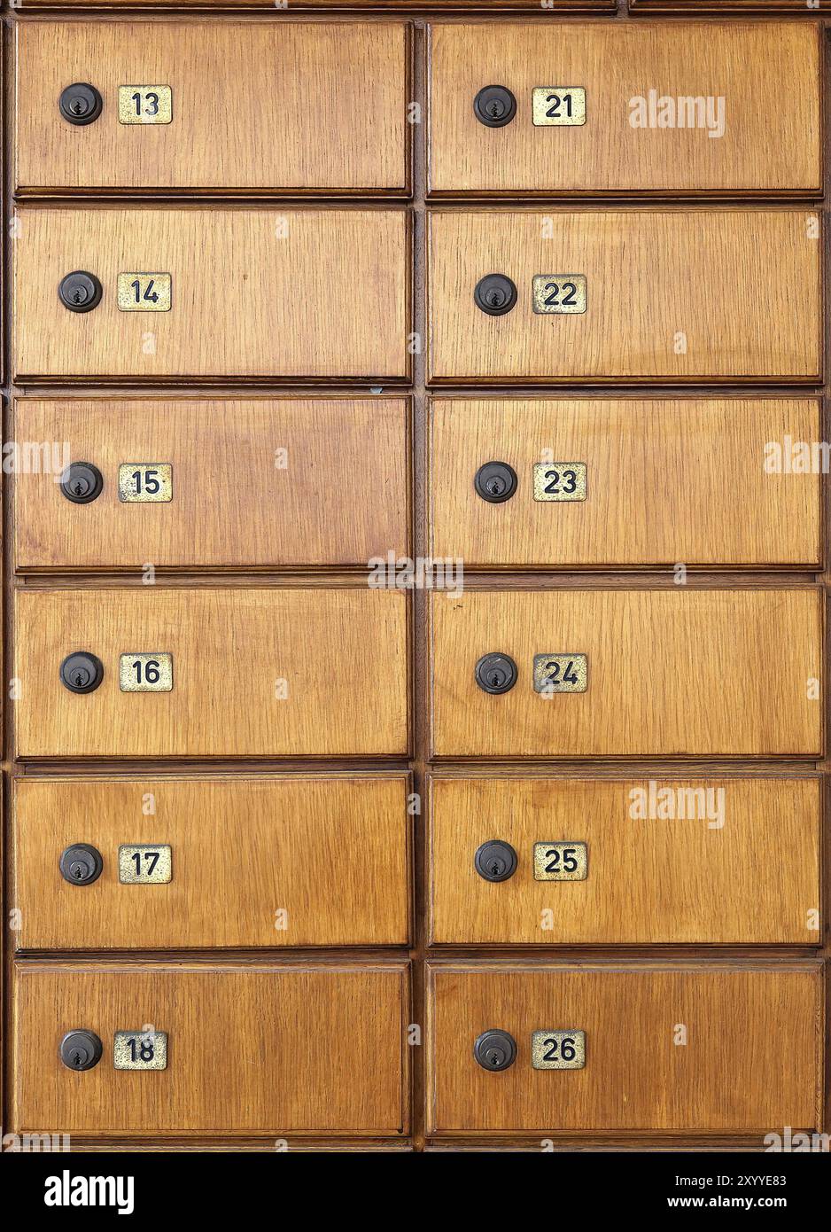 A set of wooden hotel lockers with numbering, hotel, lockers, Vienna ...