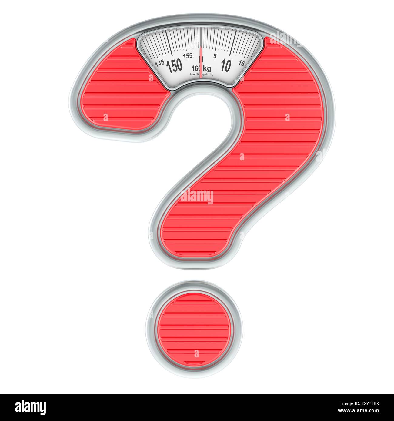 How to lose weight, concept. Question with weight scale. 3D rendering ...