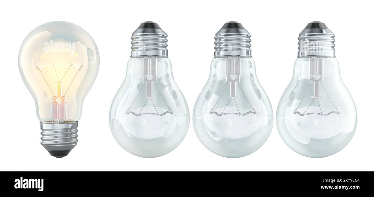 Light bulbs, idea concept. 3D rendering isolated on white background ...