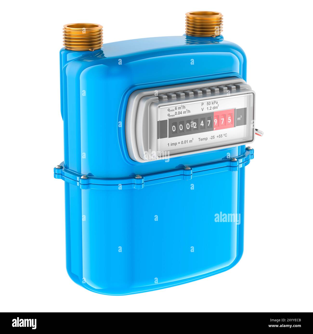 Gas Meter, blue color. 3D rendering isolated on white background Stock ...