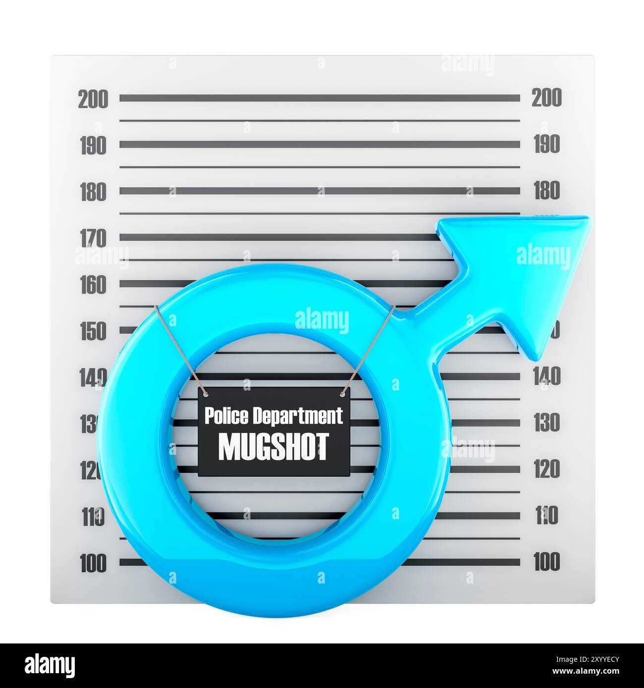 Male gender with police department mugshot. 3D rendering isolated on ...