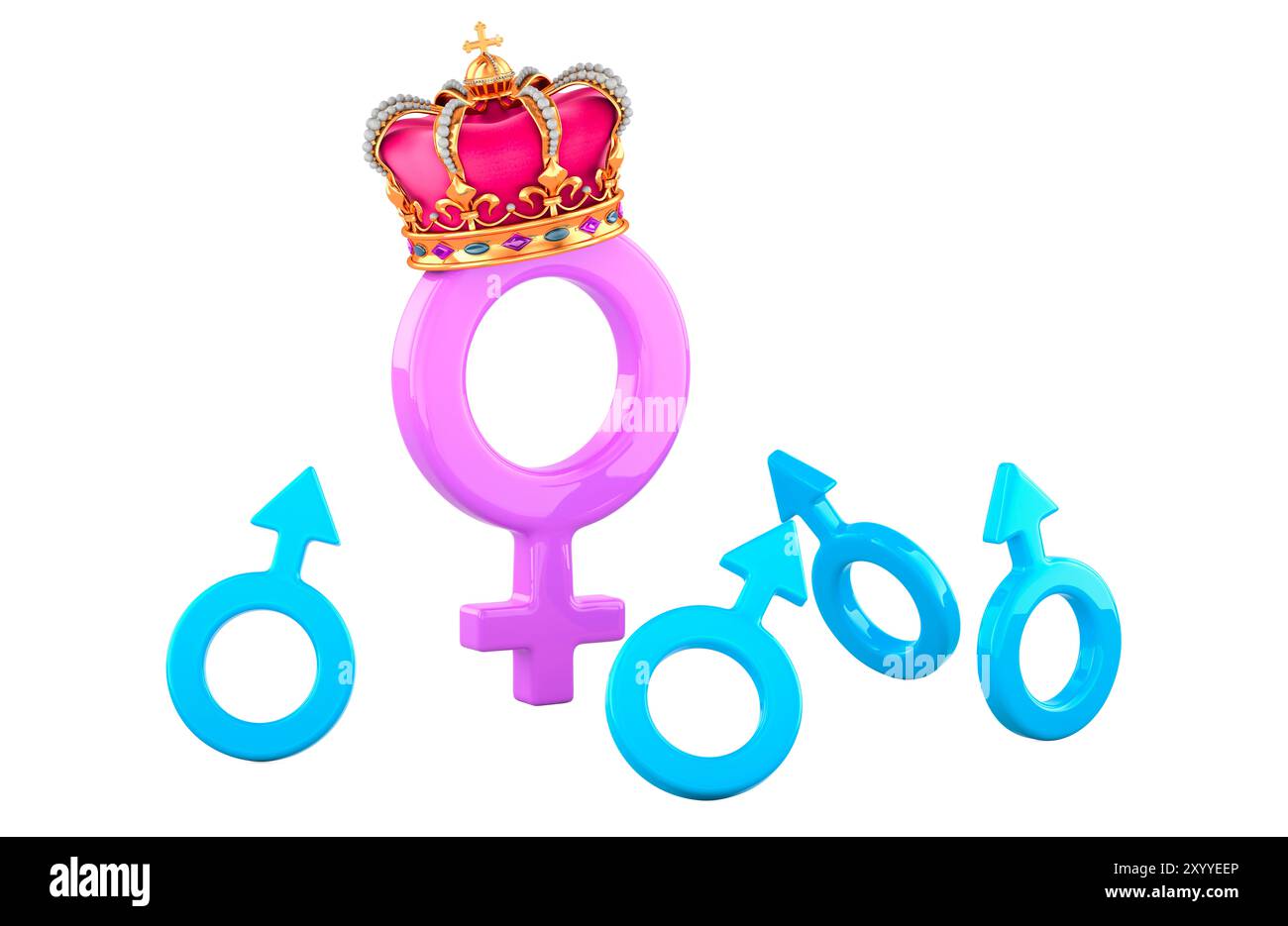 Matriarchy or Feminism, concept. 3D rendering isolated on white ...