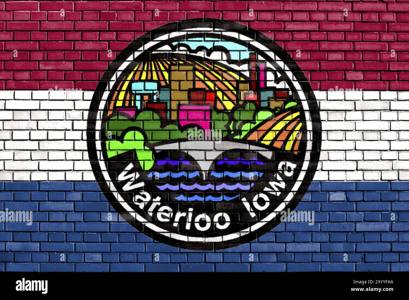 Flag of Waterloo, Iowa painted on brick wall Stock Photo - Alamy