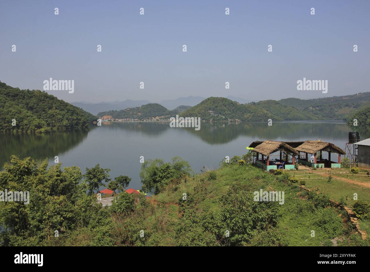 Lake Begnas in spring. Landscape near Pokhara, Nepal, Asia Stock Photo ...